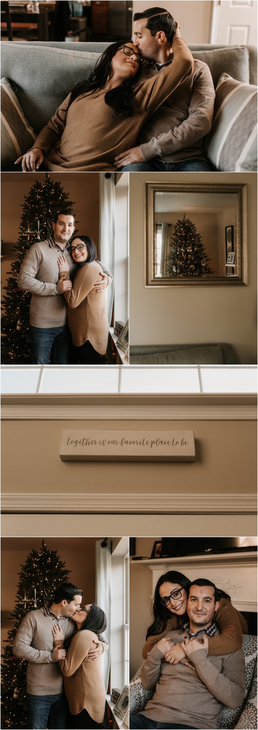 In Home Christmas Engagement Session, PA | Trisha & Frank | torikelner.com