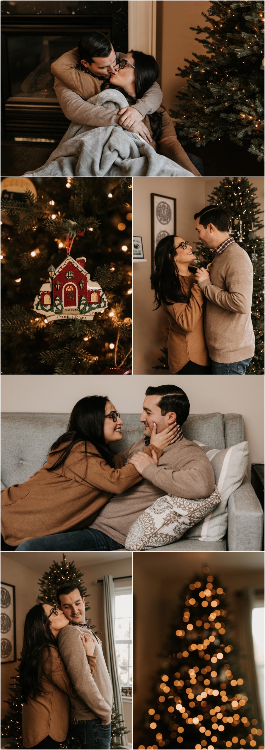 In Home Christmas Engagement Session, PA | Trisha & Frank | torikelner.com
